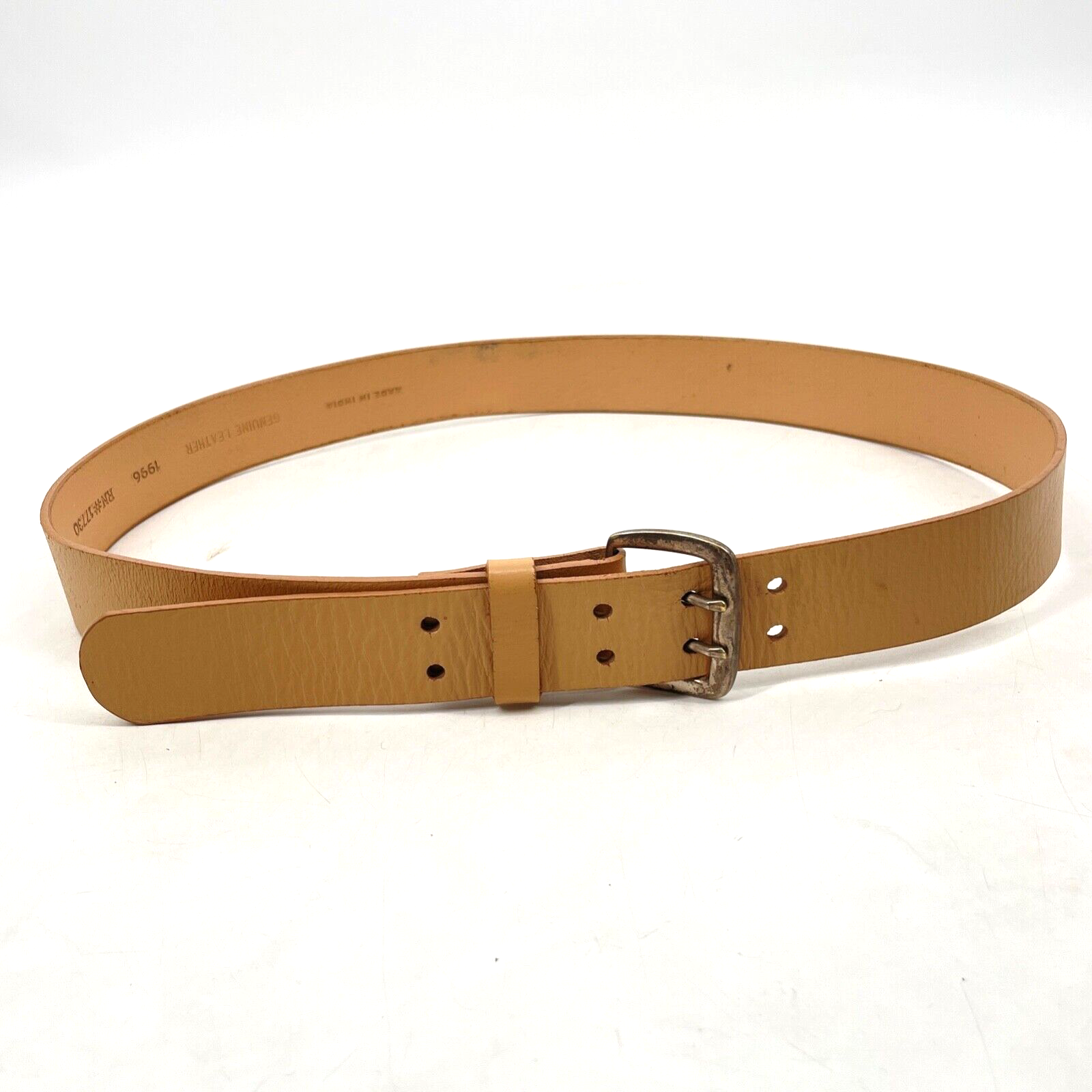 Women's XL Nude Genuine 100% Leather Belt 1.5" wide light Beige silver ...