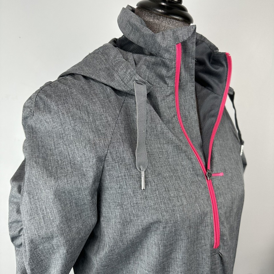 Fabletics Danielle Pullover Windbreaker Jacket Size XS Hooded Gray Pink ...