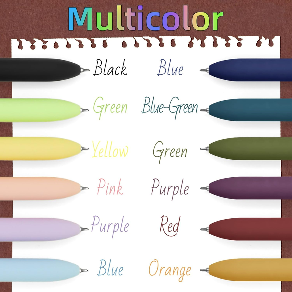 Colored Pens, 12 Pcs Colorful Pens Fine Point Smooth Writing Pen, 0.5Mm ...