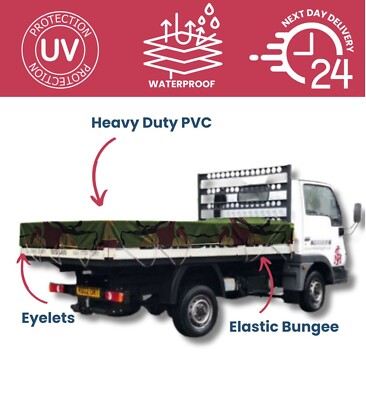 TRANSIT TIPPER SHEET TARPAULIN CAMOUFLAGE HEAVY DUTY SHEET COVER 10FT 6 ...