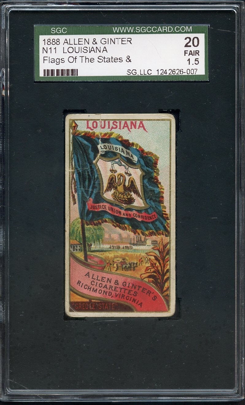 @ 1888 ALLEN & GINTER FLAGS OF THE STATES N11 LOUISIANA SGC FAIR 20 / 1 ...