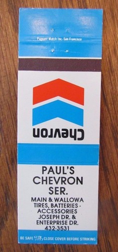 CHEVRON GAS STATION MATCHBOOK COVER: PAUL'S CHEVRON (LAKE WALLOWA ...