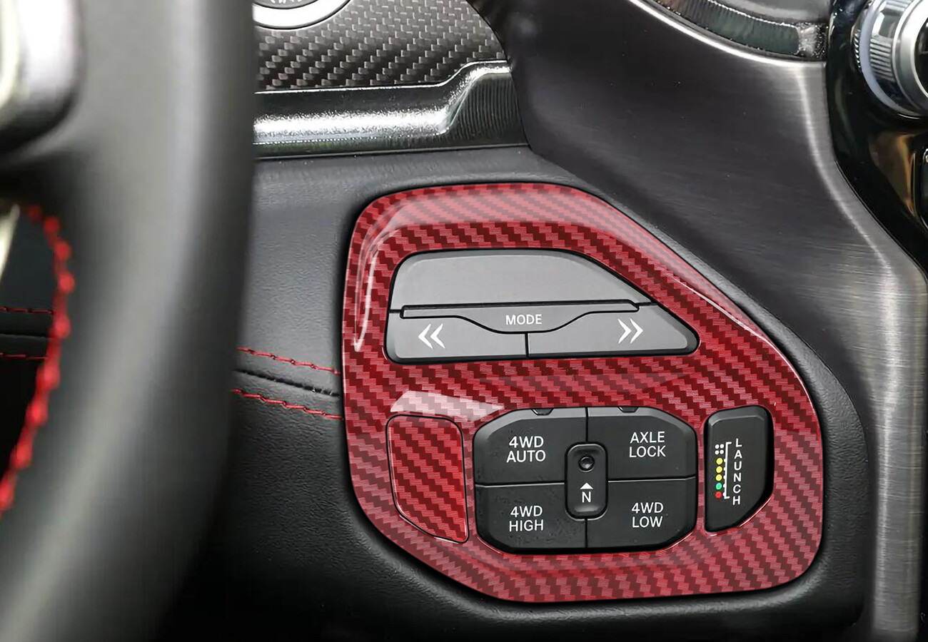 ABS Red Carbon Fiber Console 4WD Control Pane Cover Trim For RAM TRX ...