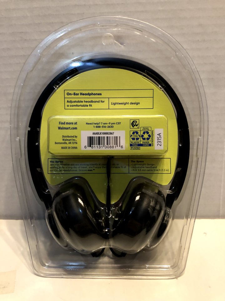 Onn Groove On-Ear Wired Headphones - Black New!! | eBay