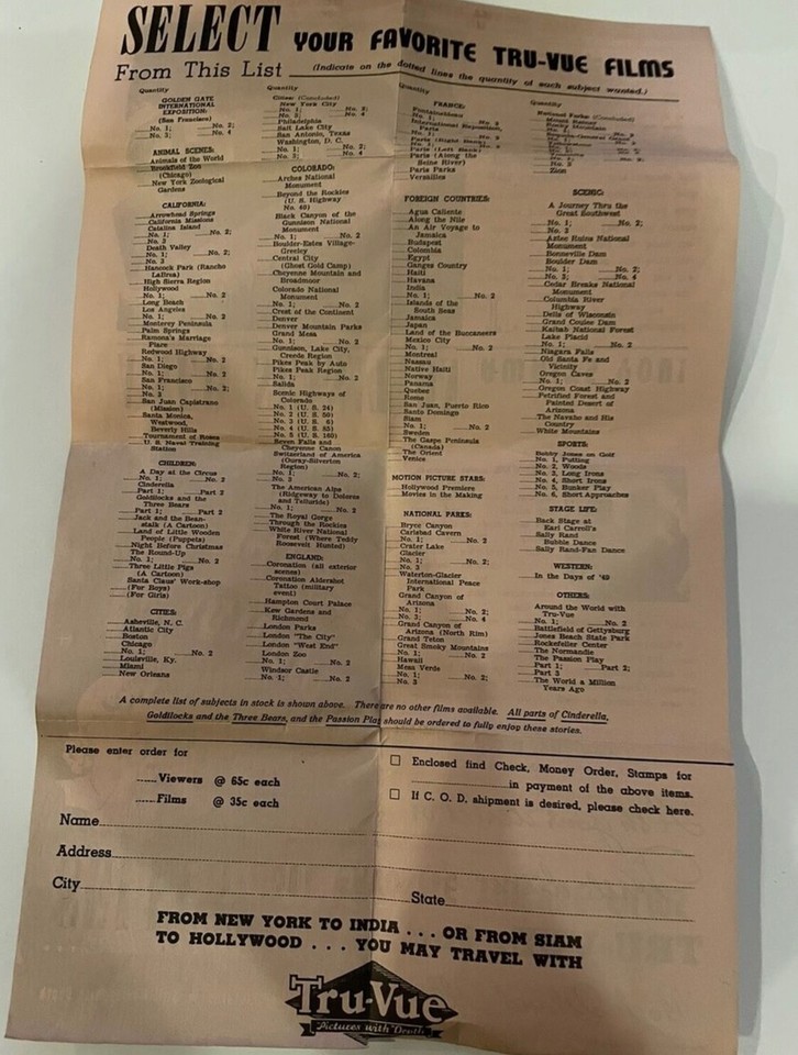 Antique Tru-Vue Pictures with 3D Depth Vintage Picture Viewing Device ...