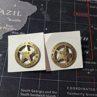 Lot Of 2 George W Bush President Texas Ranger Gold Sheriff Star Badge ...