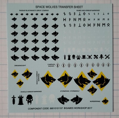 Warhammer 40k Space Wolves Bits Runes Company Vehicle Honors Transfer ...