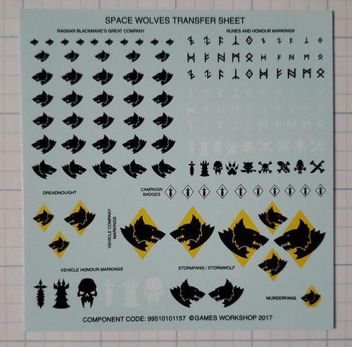 Warhammer 40k Space Wolves Bits Runes Company Vehicle Honors Transfer ...