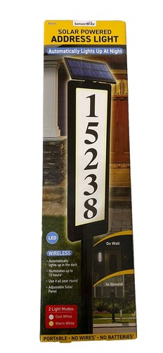 Sensor Brite Solar Powered Address Light 360-Degree LED House Number ...