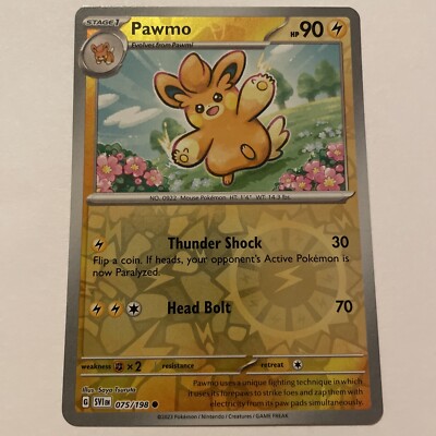 Reverse Holo Pawmo 075/198 Common SV Scarlet & Violet Base Set Pokemon ...