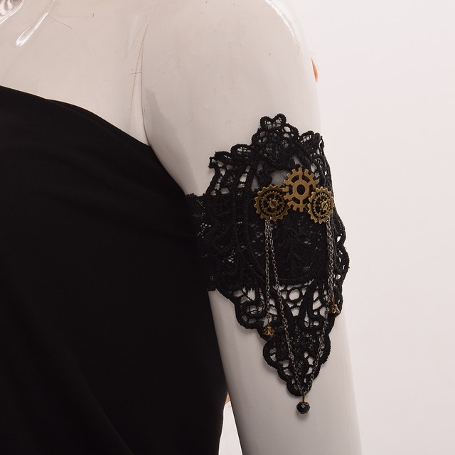 Armlet Cuff Armband Bangle Steampunk Women Gear Black Lace Upper Arm ...