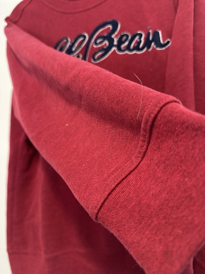 LL Bean Womens Large Maroon Crew Neck Sweatshirt Logo Spell Out Cursive ...