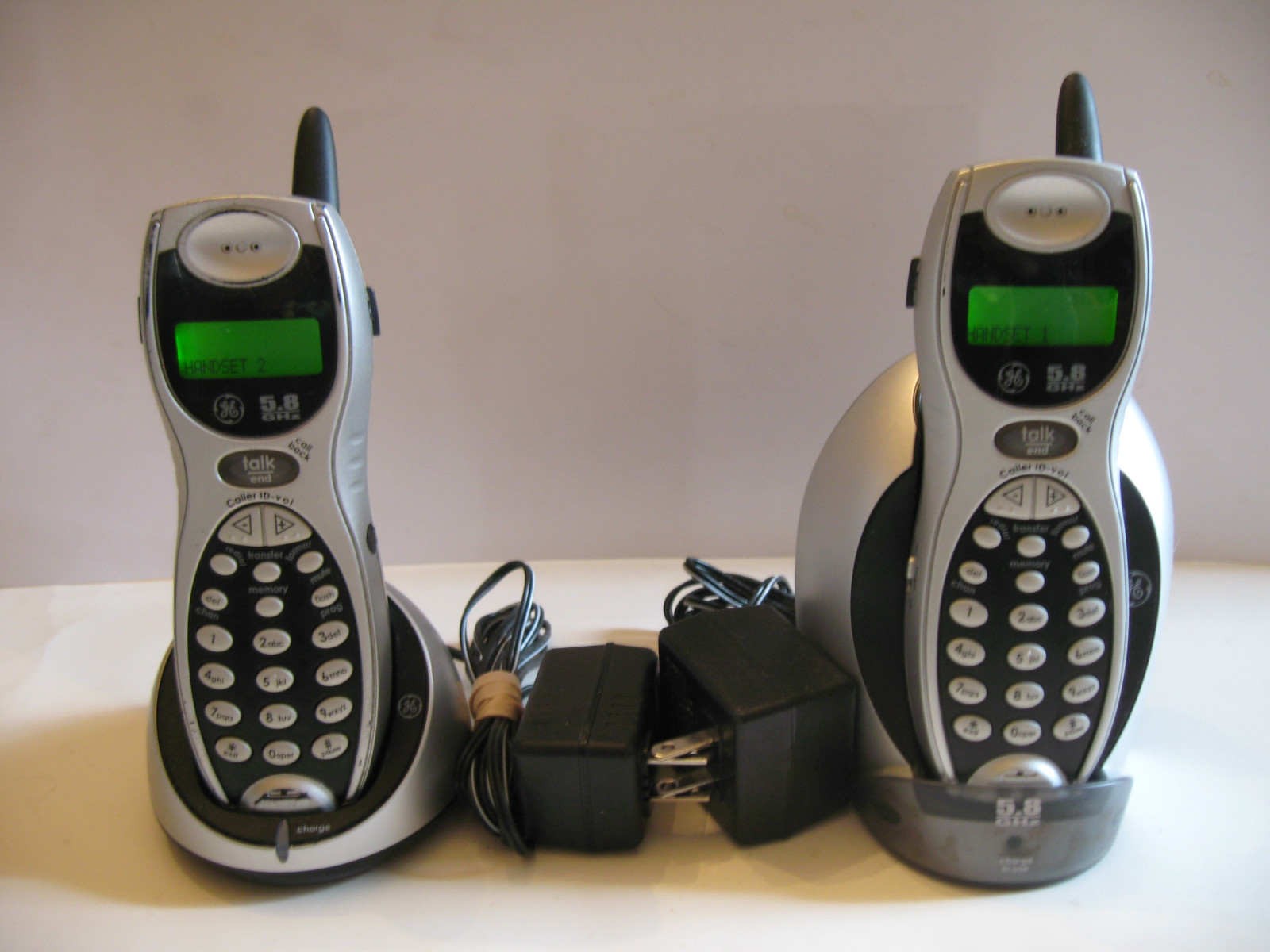GE 25840 Cordless Dual Handset Phone Set Caller ID, Call Waiting, LCD ...