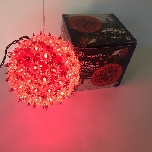 GE Super Sphere Holiday Classics 100 Lights Orb Red Lighted Hanging ...