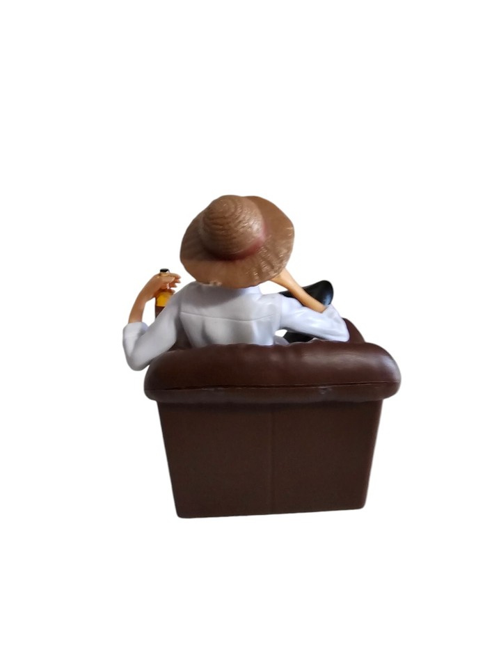 One Piece Monkey D. Luffy Anime Figurine Sitting in Chair with Bottle ...