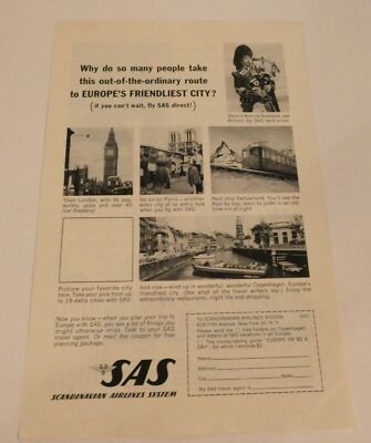 VINTAGE SCANDINAVIAN AIRLINES SYSTEM SAS MAGAZINE ADVERTISEMENT | eBay