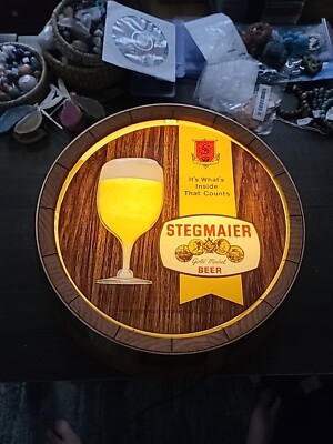 Vintage Stegmaier Beer Half Barrel Bar Light Sign Wilkes Barre Pa Works ...