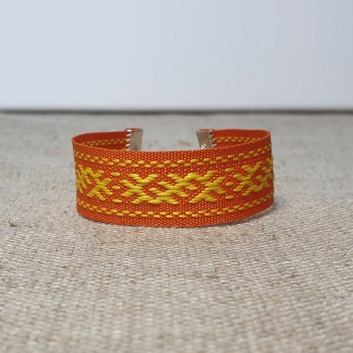 Bracelet with Latvian traditional symbol Zalktis ribbon fabric bangle ...