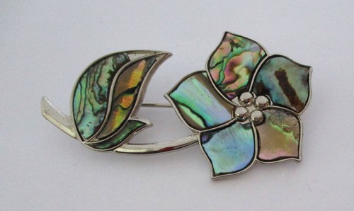 Vintage Abalone Shell Flower Brooch | eBay