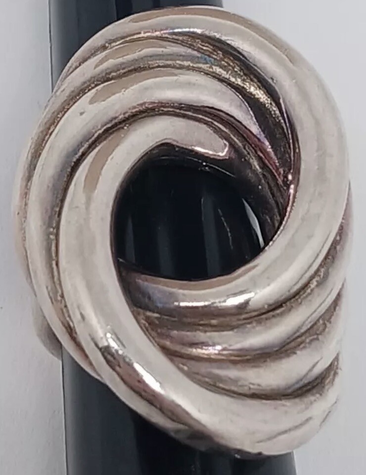 E&L ISRAEL ELECTROFORM STERLING SILVER ELONGATED PUFFY SWIRL RING 6.0-6 ...