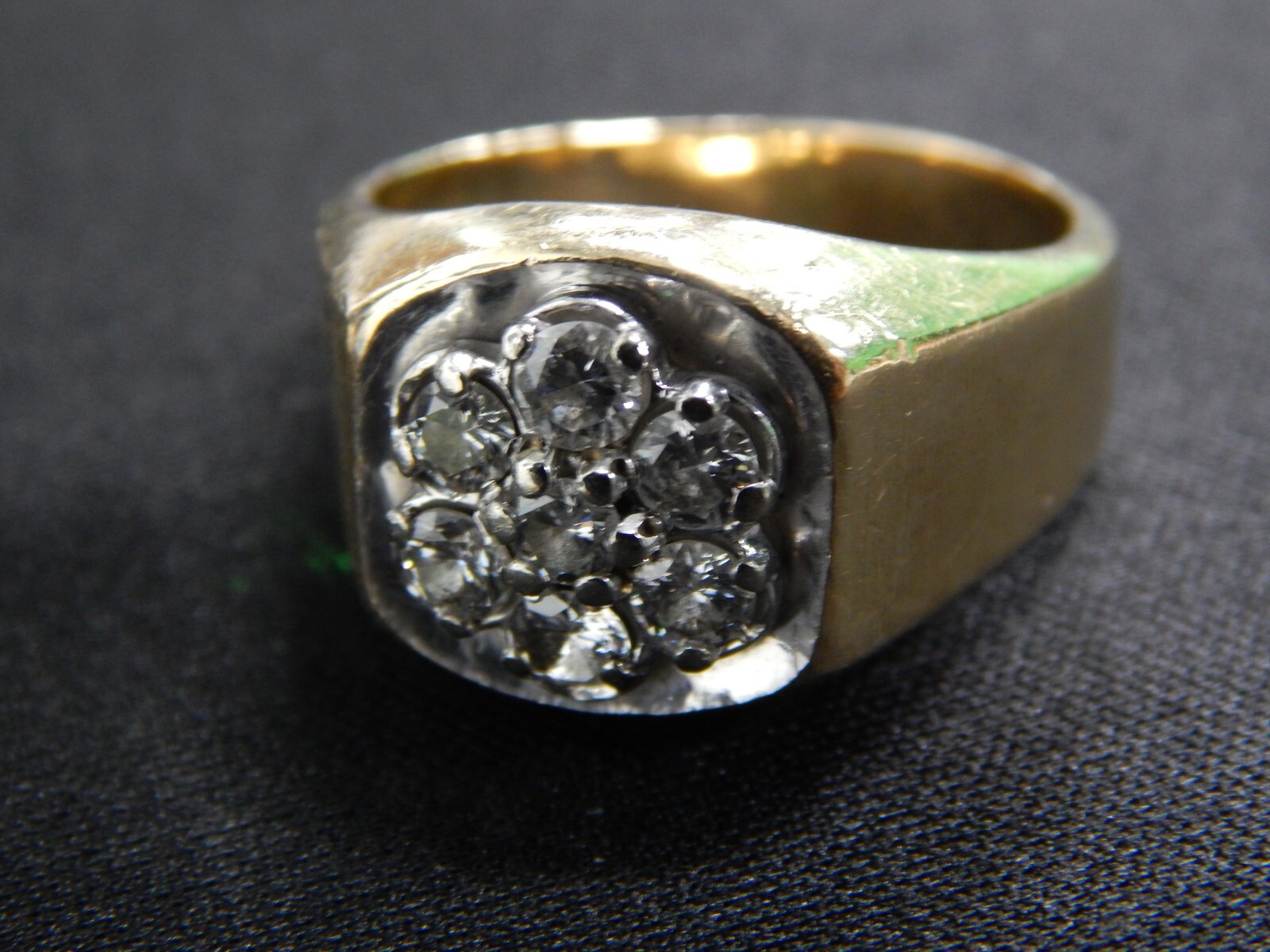 Men's 7 Diamond Cluster Ring in 14k Yellow Gold Size … - Gem