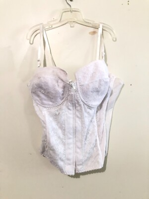 Colobel Size 44D Lace Corset Girdle Shape Wear Zip Up White Women ...