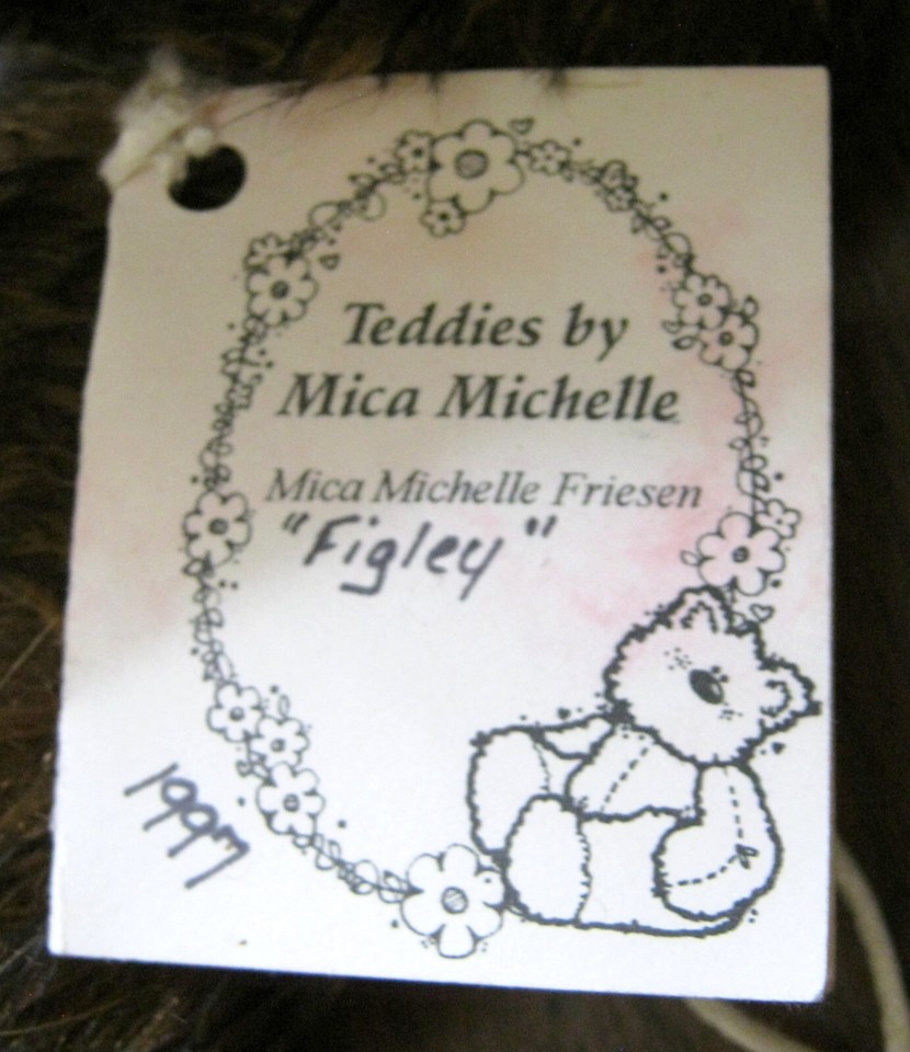 1997 OOAK Tag Signed TEDDIES by MICA MICHELLE Mohair 14" FIGLEY Teddy ...