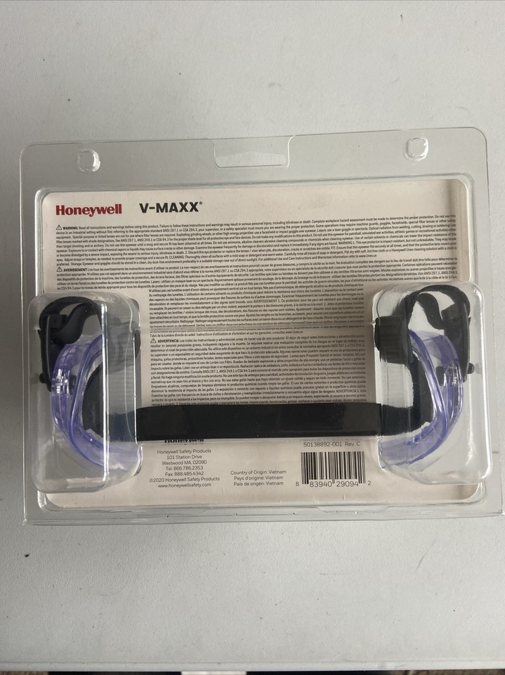 Honeywell V-MAXX Chemical Splash Safety Goggles with Wraparound Anti ...