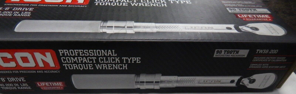 ICON PROFESSIONAL COMPACT TORQUE WRENCH 3/8" DRIVE 40-200"LBS RANGE ...