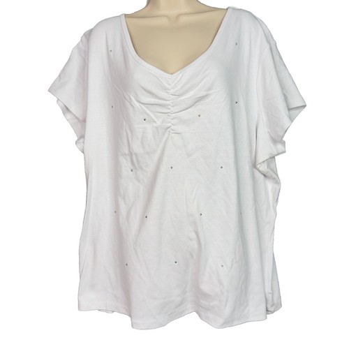 Quacker Factory Tops White Plus Size 3X Short Sleeve Sequin Beaded ...