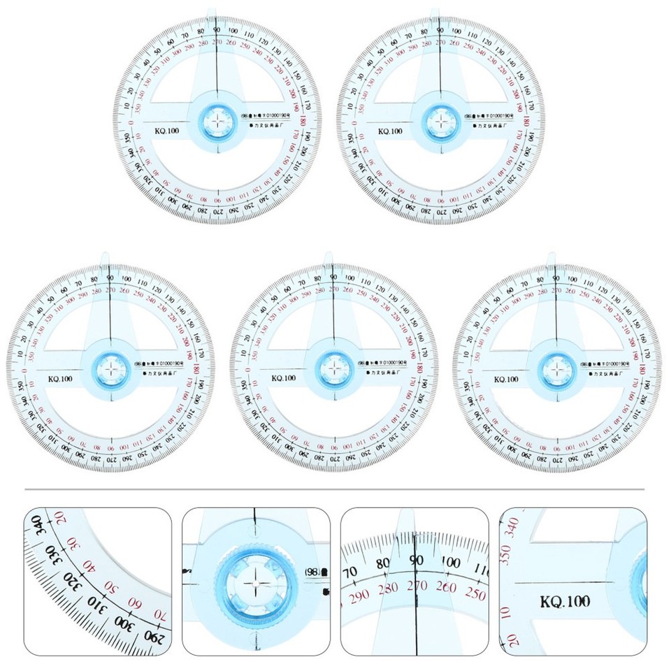 5 Pcs Detailed Protractor Large Circular Transparent Circle Geometric ...