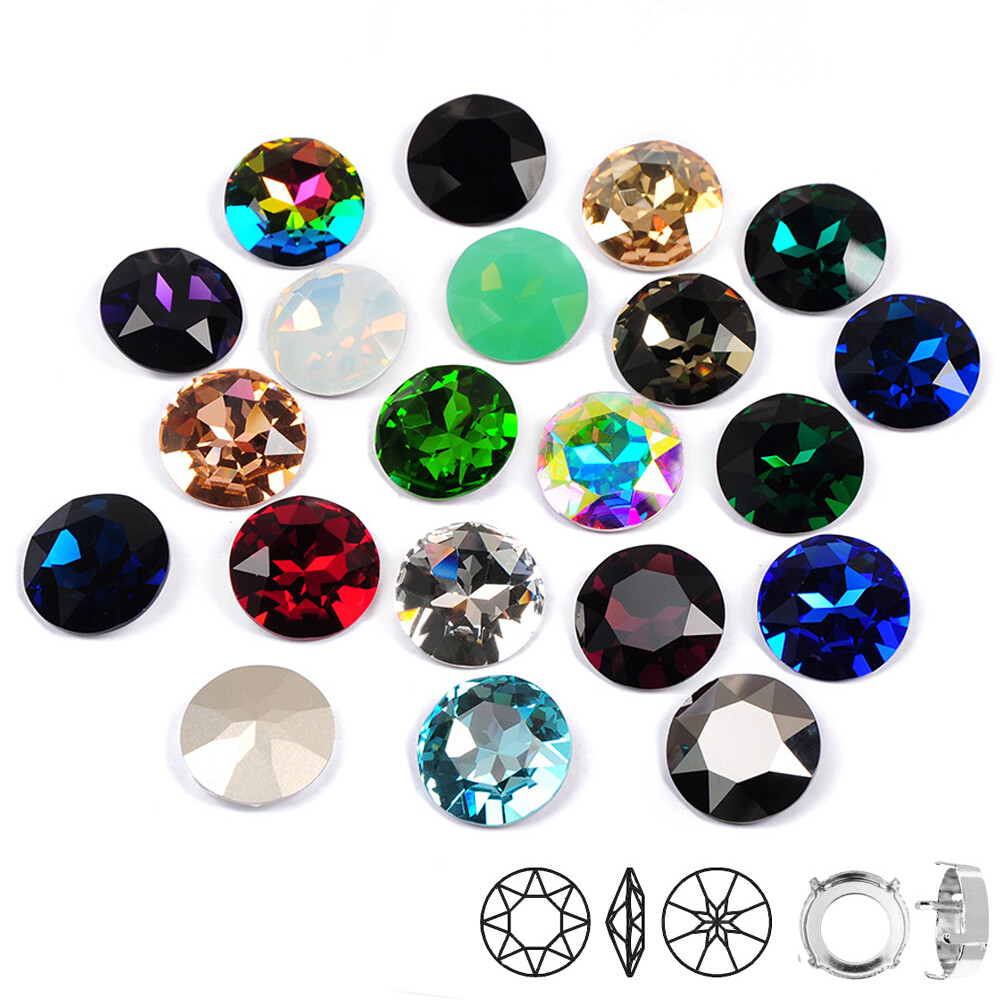 ALL Colors Sewing Rhinestones Crafts Rivoli Crystal Glass Strass Sew On ...