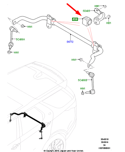LAND ROVER DISCOVERY V L462 Isolator für Heckstabilisatoren LR033238 ...