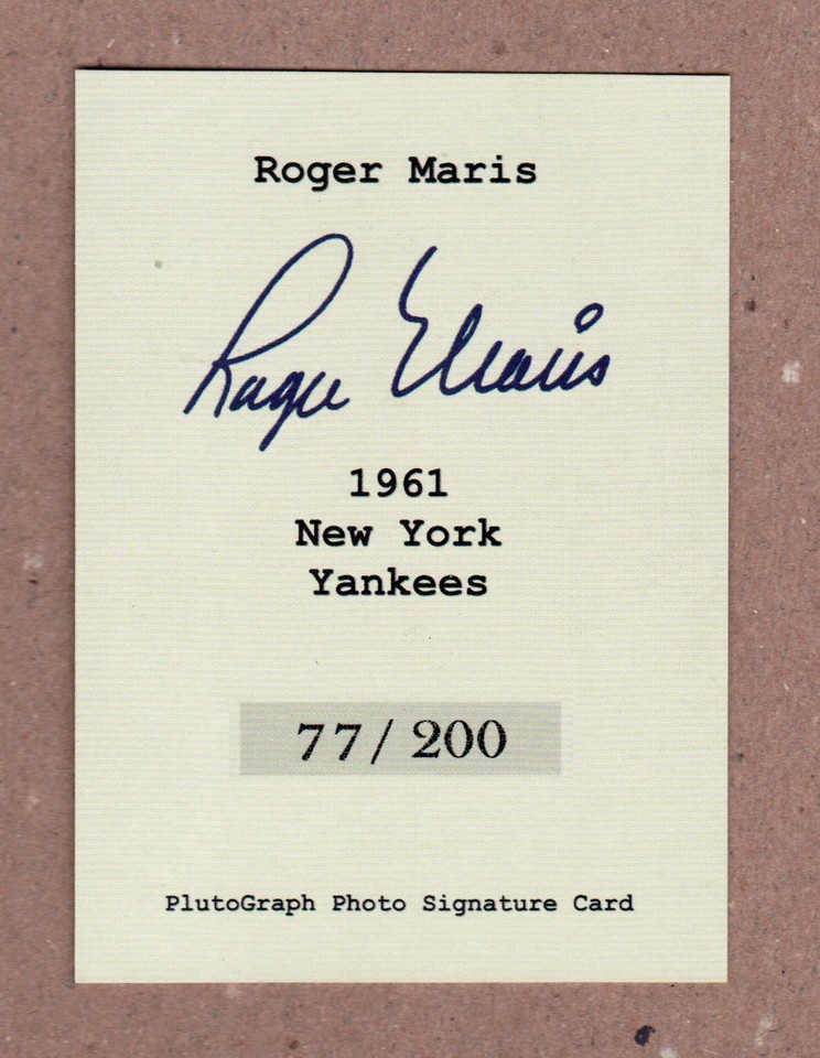 ROGER MARIS '61 NEW YORK YANKEES SIGNATURE PHOTO CARD PLUTOGRAPH SERIAL ...
