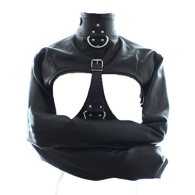 Women PU Leather Bondage Body Harness Cupless Straight Jacket Restraint ...
