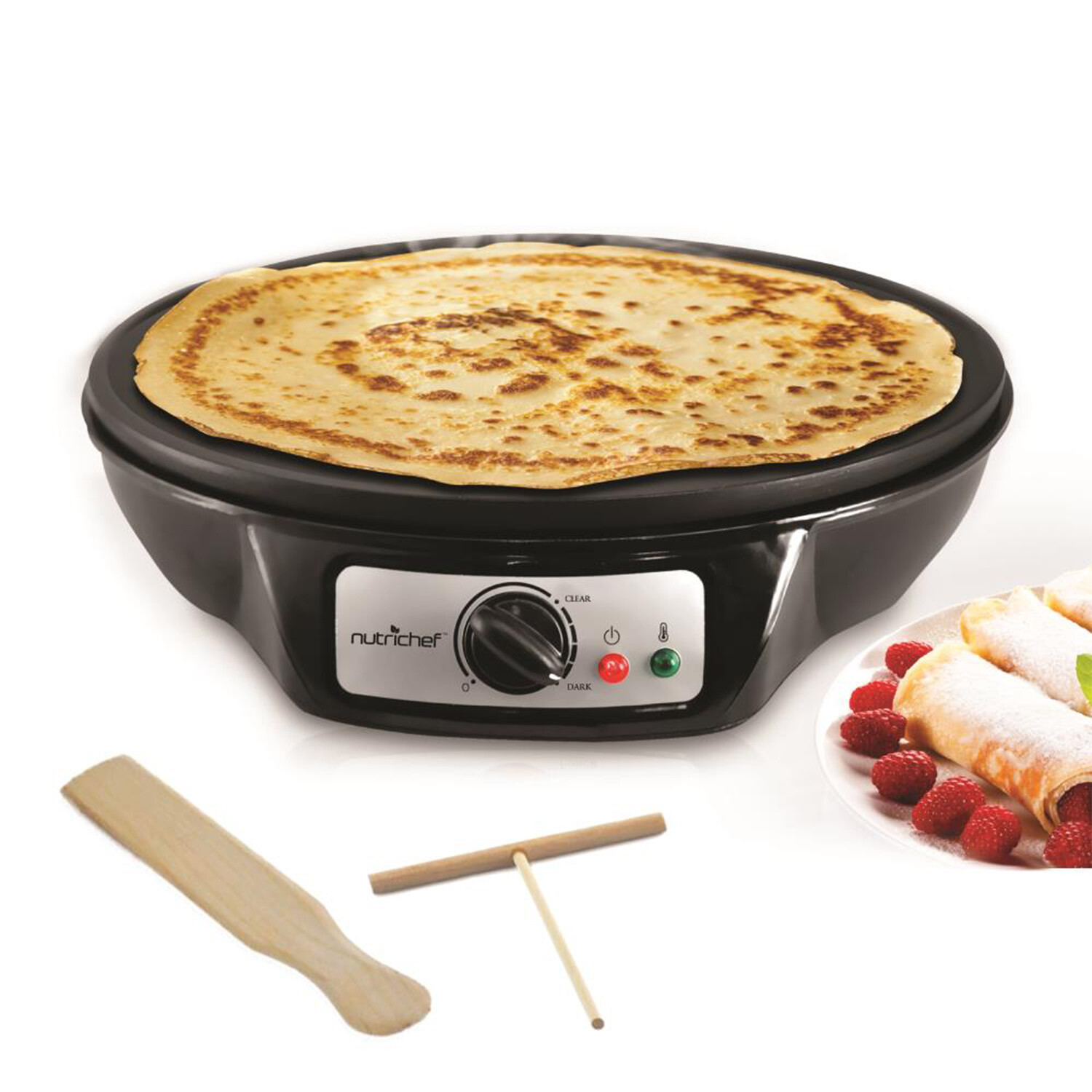 NutriChef Electric Griddle Crepe Injera Maker Hot Plate Cooktop (Open ...