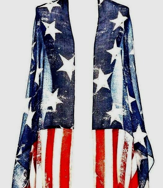 Mossimo USA Flag Shawl Cover Up Wrap Top 4th of July American Flag ...