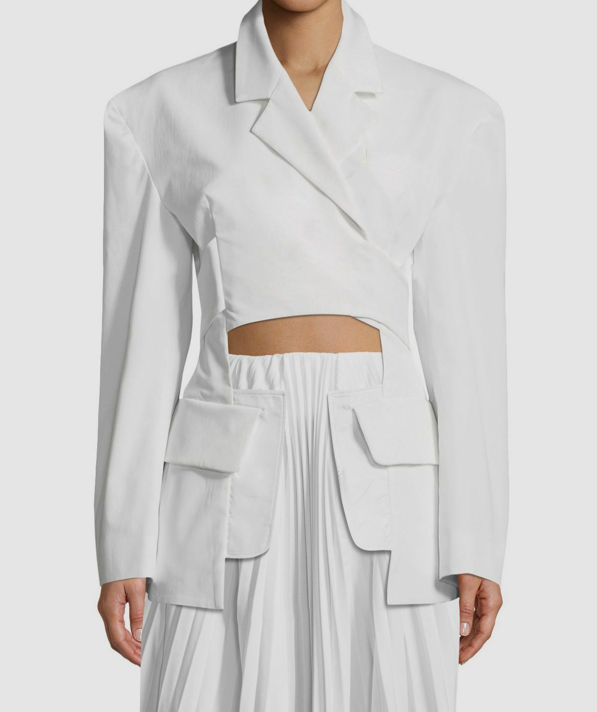 $1125 AWAKE Women's White Deconstructed One-Button Tie Jacket Blazer US ...
