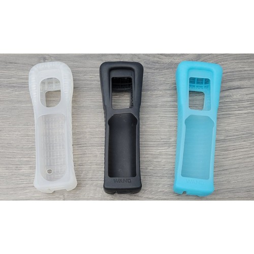 Set of 3 Silicone Skin Cases for Wii Remote Con. BK BL Nyko Wand Clear ...