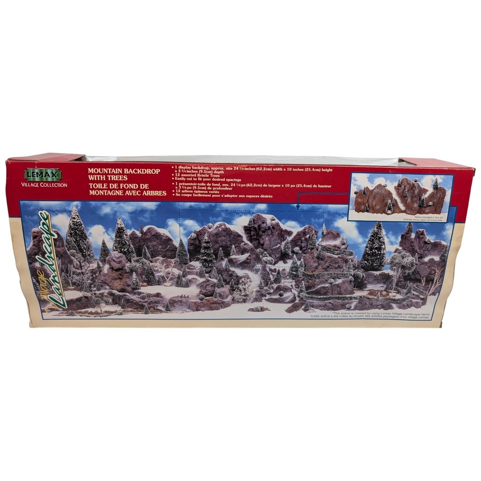 VTG LEMAX Village Mountain Backdrop w/ All 12 Trees 1998 Christmas NEW ...