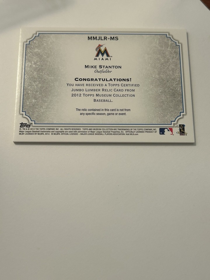 2012 Topps Museum Collection Jumbo Lumber Relics /30 Mike Stanton # ...