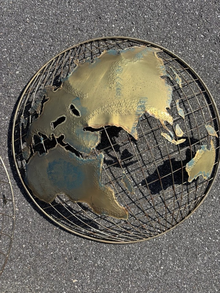 C JERE The Hemisphere Wall Metal Art Sculpture World Globe MCM ...