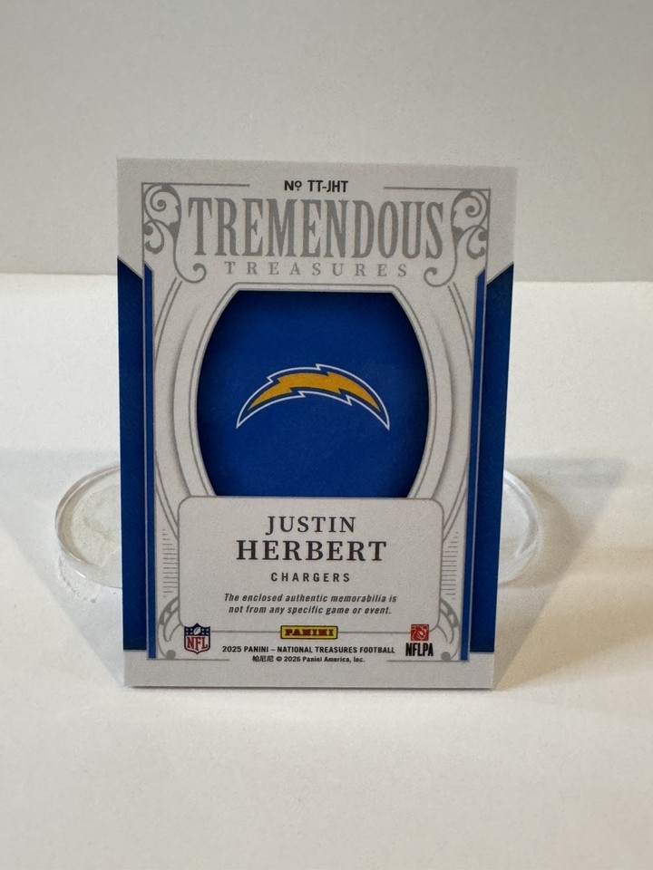 2025 National Treasures Tremendous Justin Herbert 3-Color Patch /99 ...