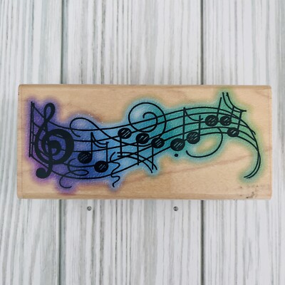 Stampendous Wavy Music Sheet Notes Treble Clef N070 Rubber Craft Stamp ...