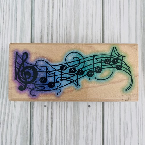 Stampendous Wavy Music Sheet Notes Treble Clef N070 Rubber Craft Stamp ...