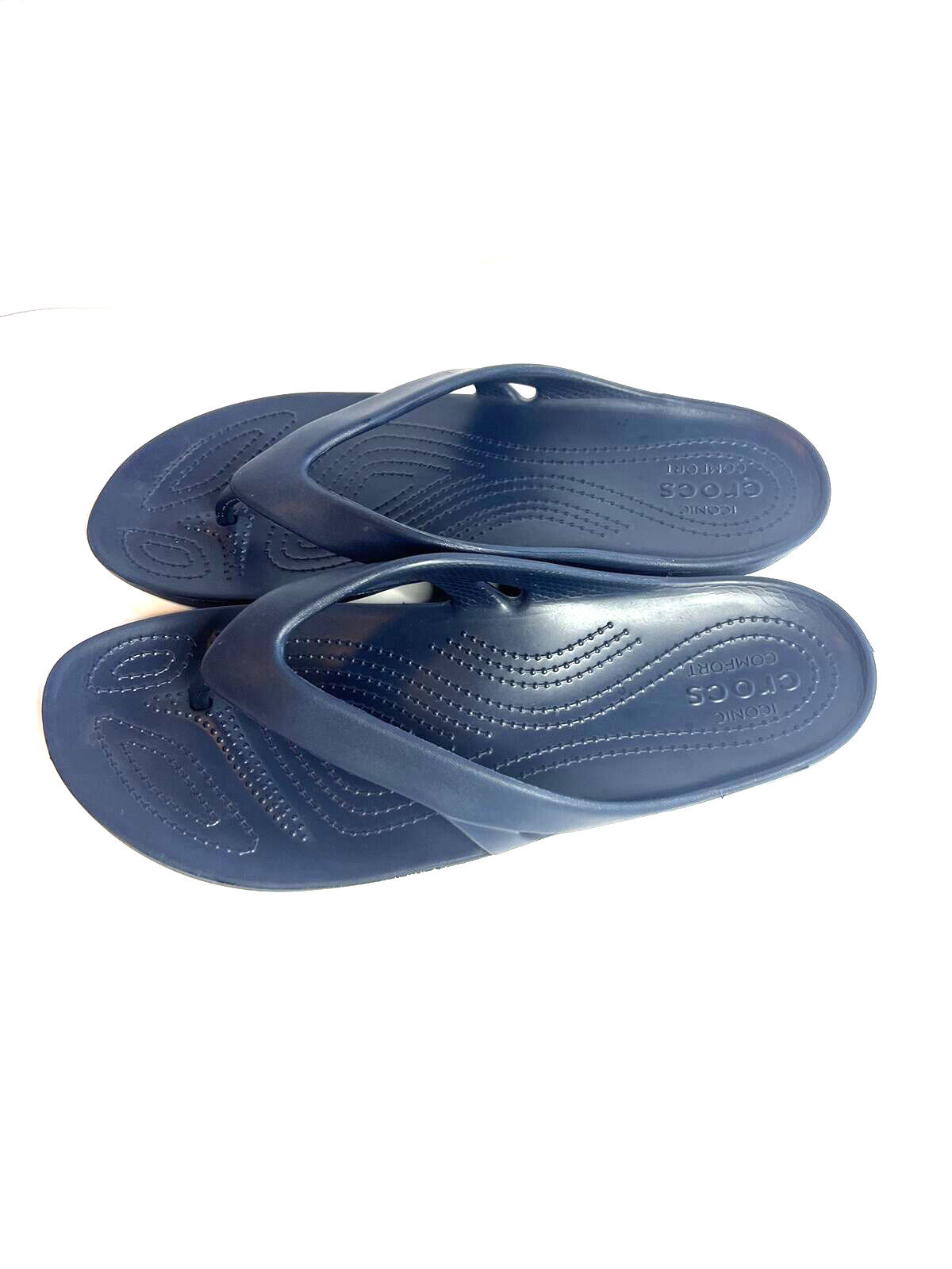 Crocs Iconic Comfort Navy Blue Flip Flop Sandals Wome… - Gem