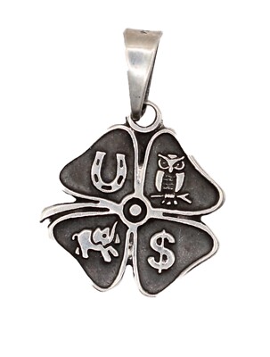 Clover Lucky 7 Talisman Good Luck Pendant .925 Sterling Silver - Clover ...