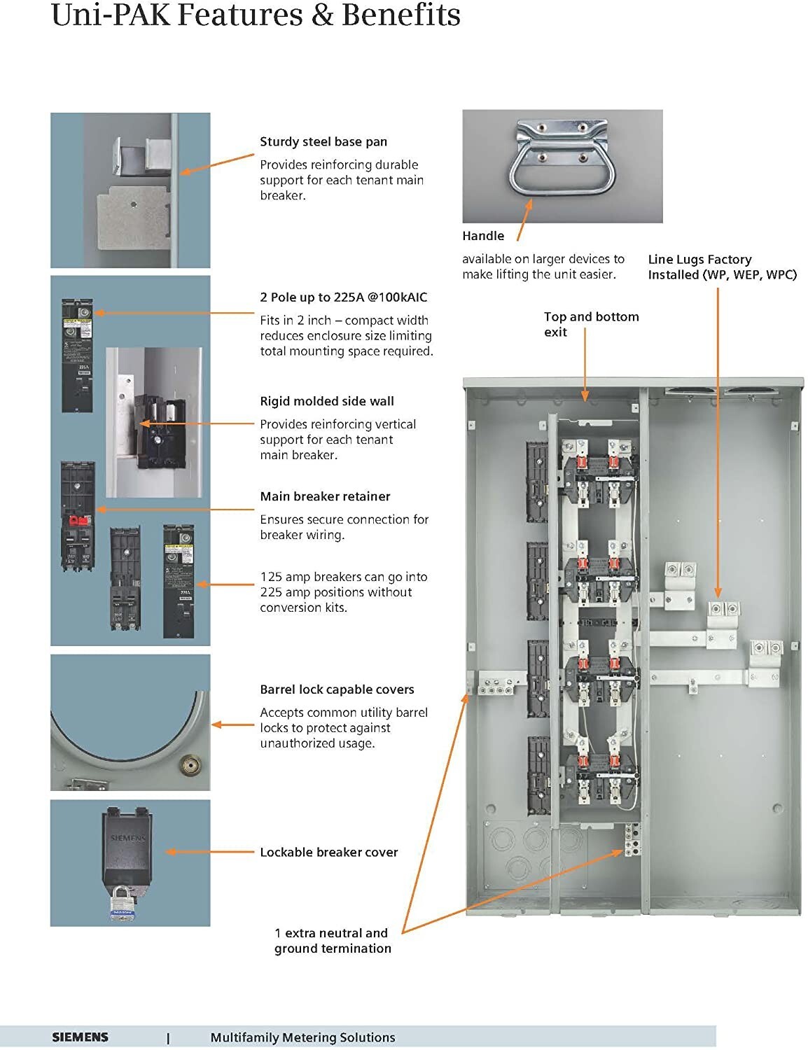 SIEMENS WEP3311 300A 3-Gang 125A Ring Type Meter Socket UNIPAK NEMA 3R ...