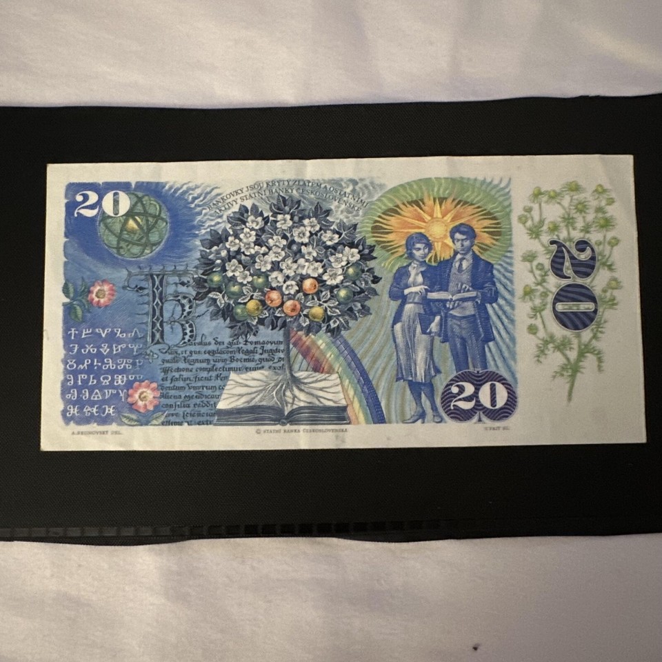 1988 Czechoslovakia 20 Korun Ch AU Czech Paper Money Currency Banknote ...