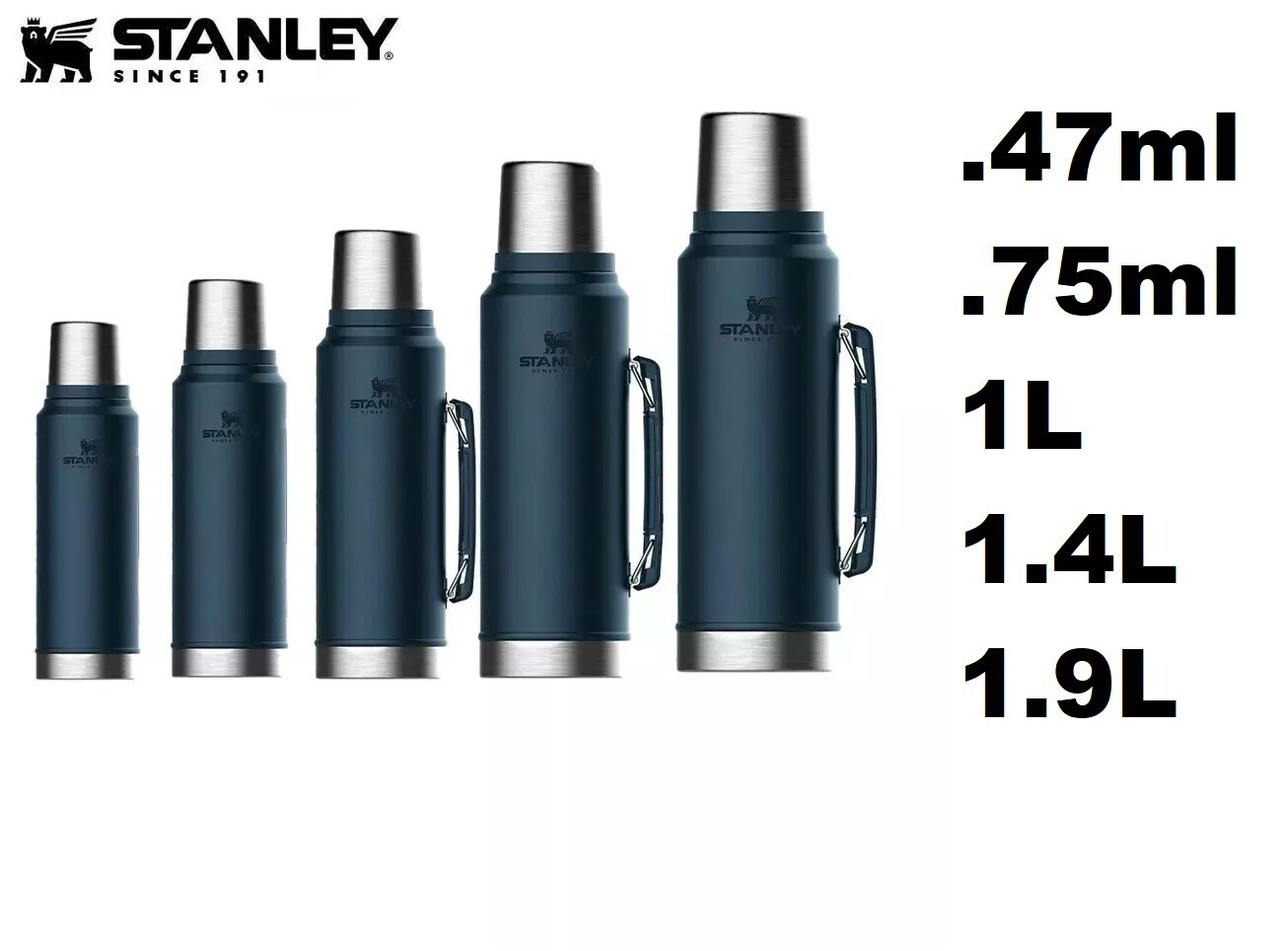 Stanley Legendary Classic Vacuum Flask 1.9L 1.4L 1L 750ml 470ml Thermos ...